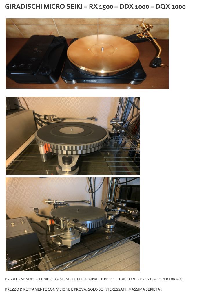 √ Micro Seiki RX 1500 - Ddx 1000 - Dqx 1000 Occasione Usato - Codice 350319